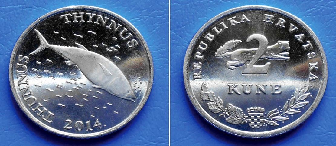 HRVATSKA CROATIA 2 KUNE 2014 KM: 21 – TUNJ (THYNNUS THYNNUS)