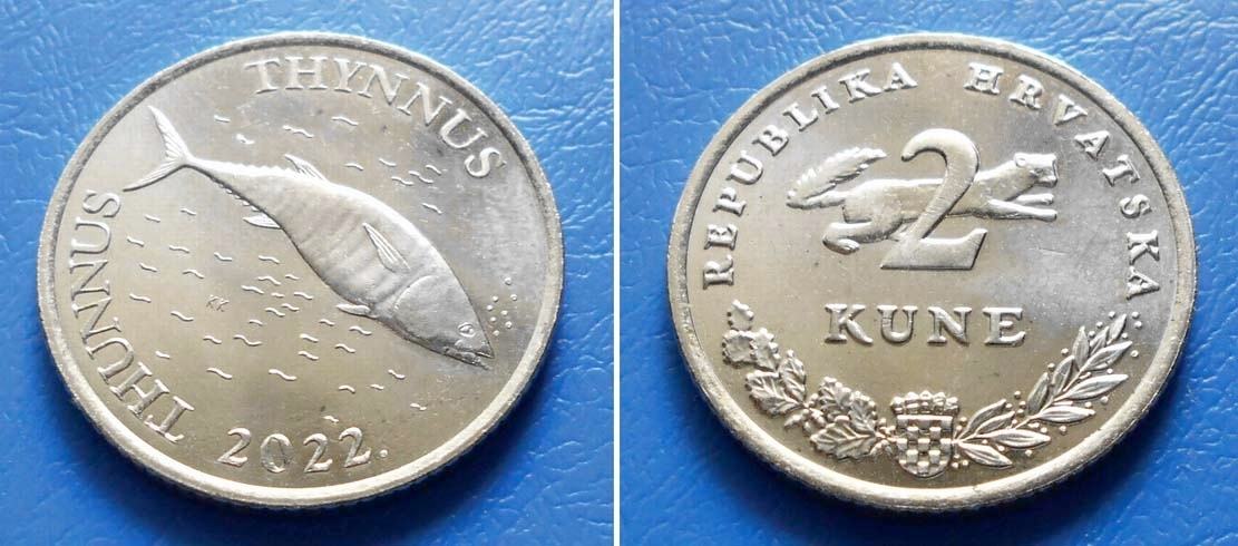 HRVATSKA CROATIA 2 KUNE 2022 KM: 21 – TUNJ (THYNNUS THYNNUS)