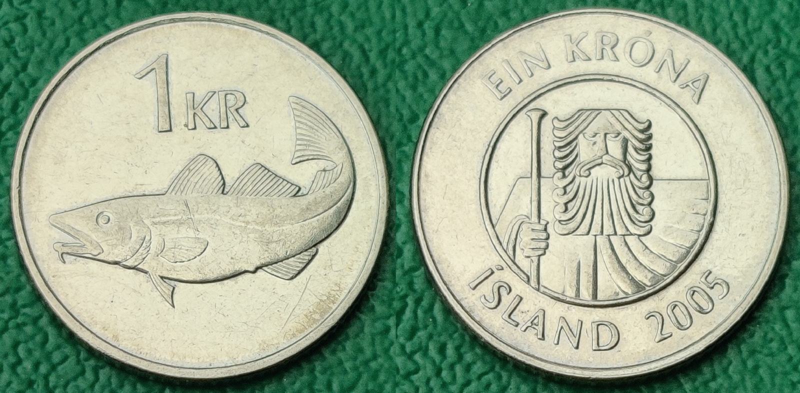 Iceland 1 krona, 2005 ***/ 1,00 EURO