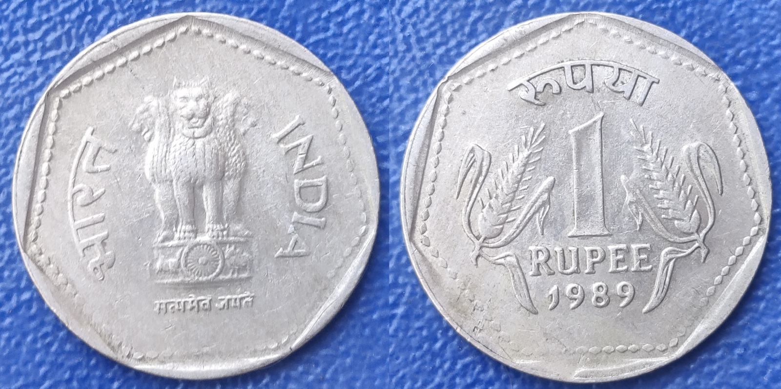 India 1 rupee, 1989