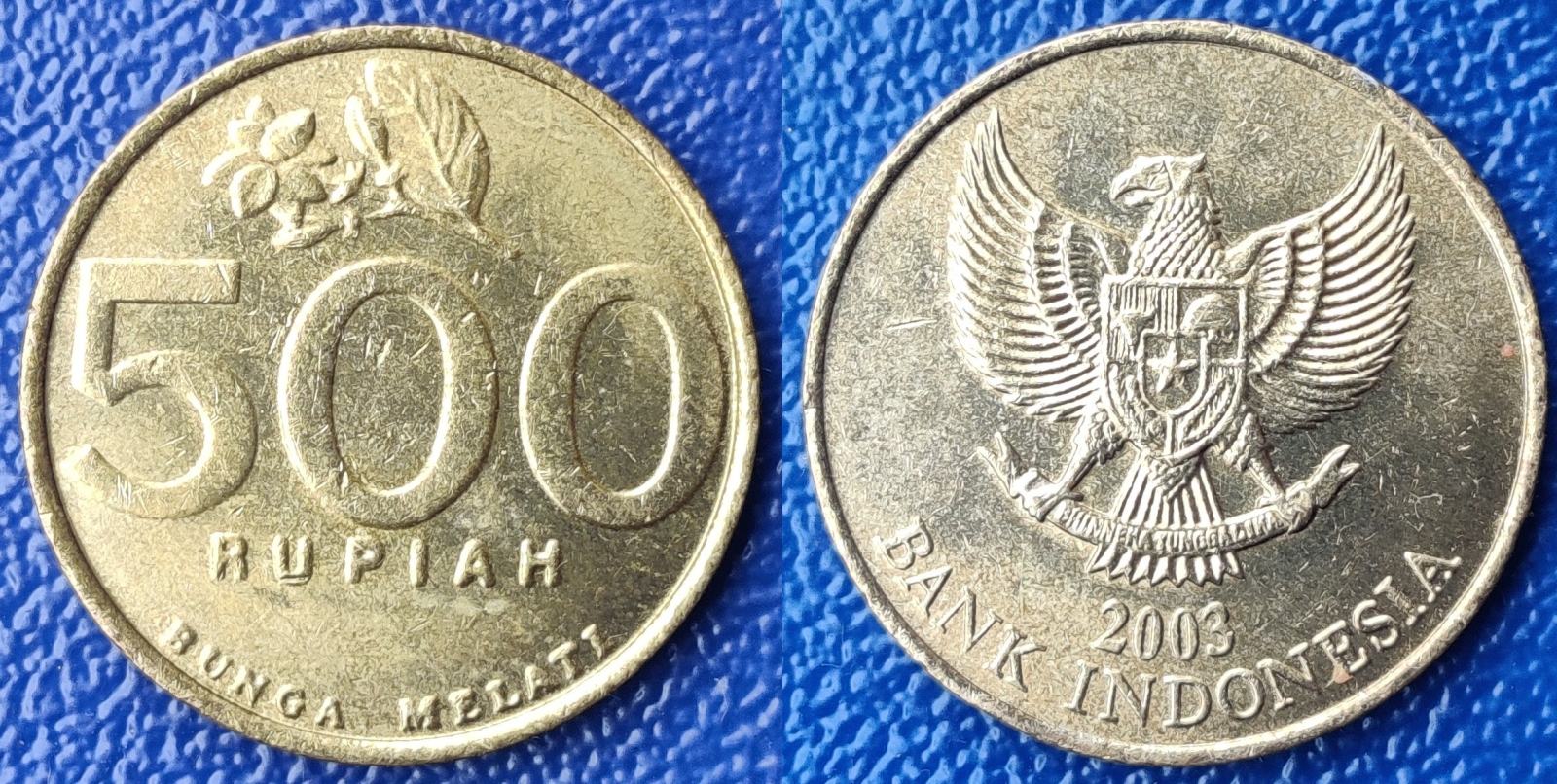 Indonesia 500 rupiah, 2003 Aluminium-Bronze /yellow color/