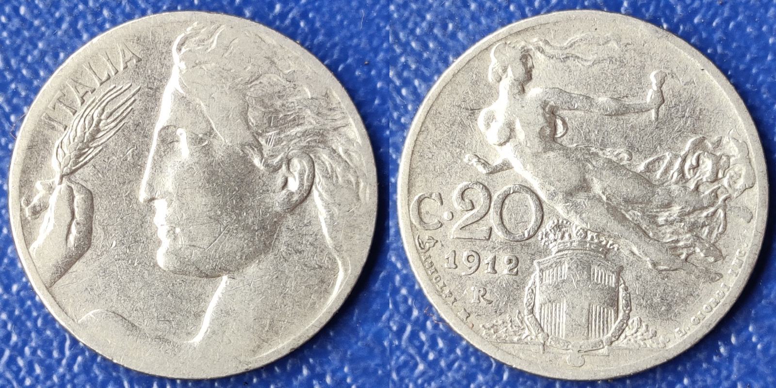 Italy 20 centesimi, 1912