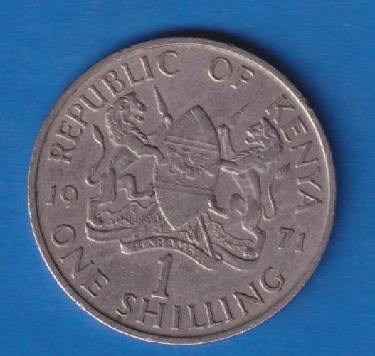 KENYA 1 SCHILLING 1971 AFRIKA YF / 1618