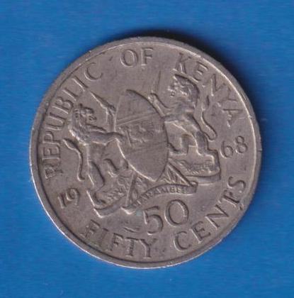 KENYA 50 CENTS 1968 AFRIKA KOVANICE XF / 1624