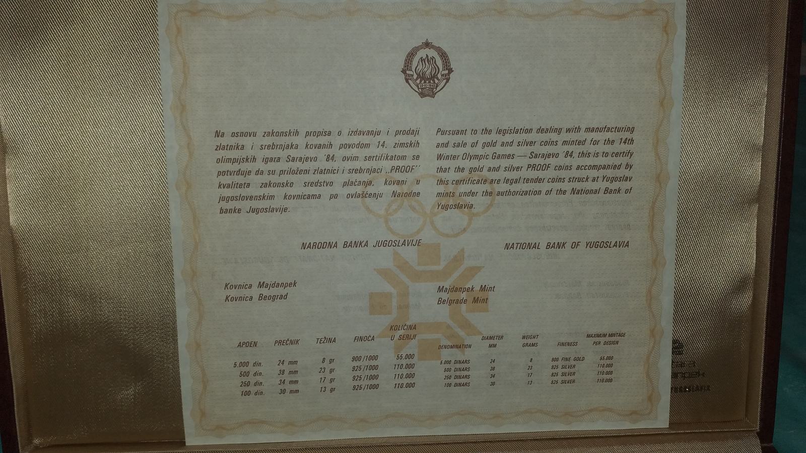 Komplet ZOI Sarajevo 1984 Srebro