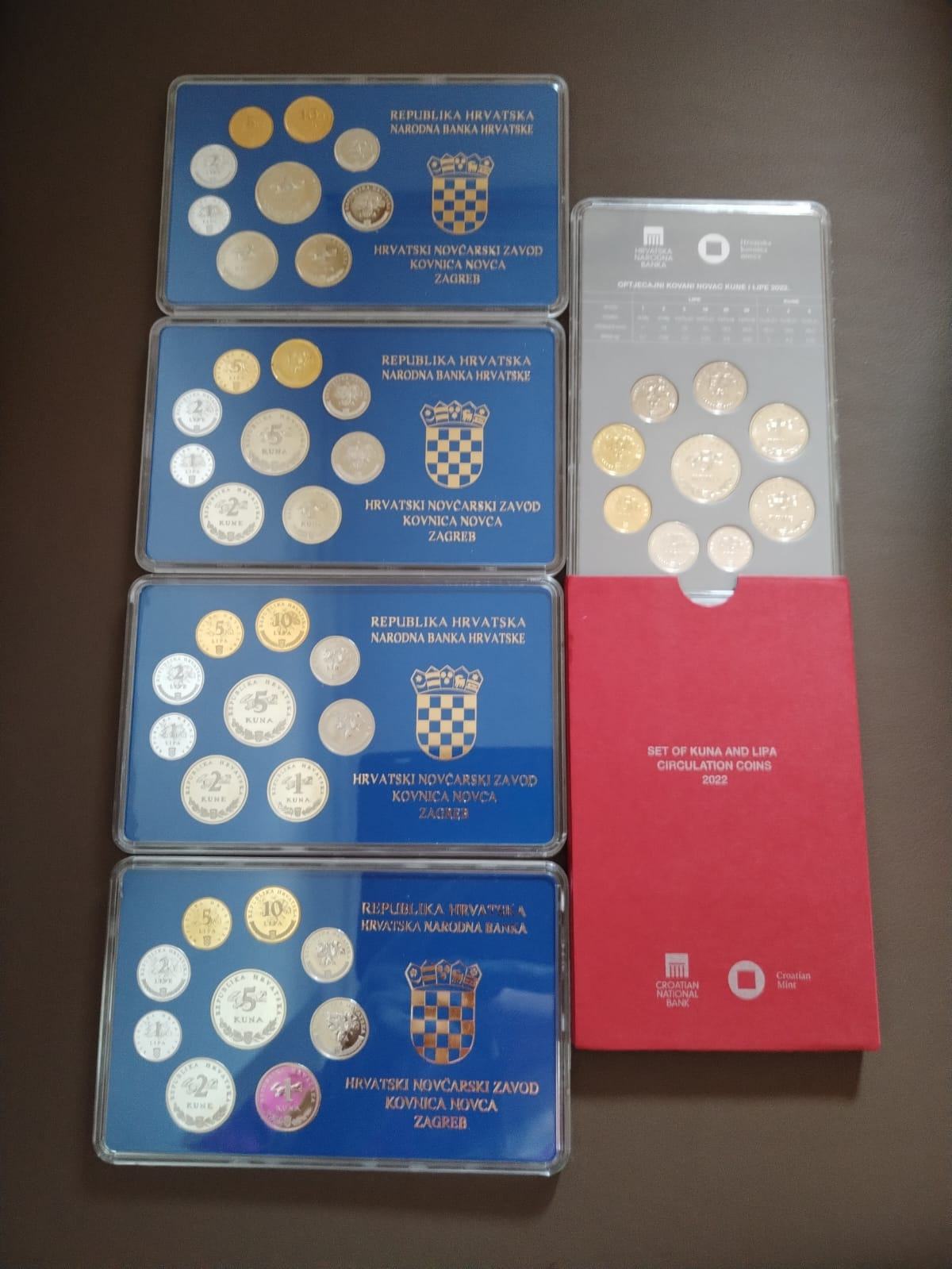 KOMPLETI kovanica od 1 LIPE DO 5 kn - po godinama od 1993 do 2022-UNC