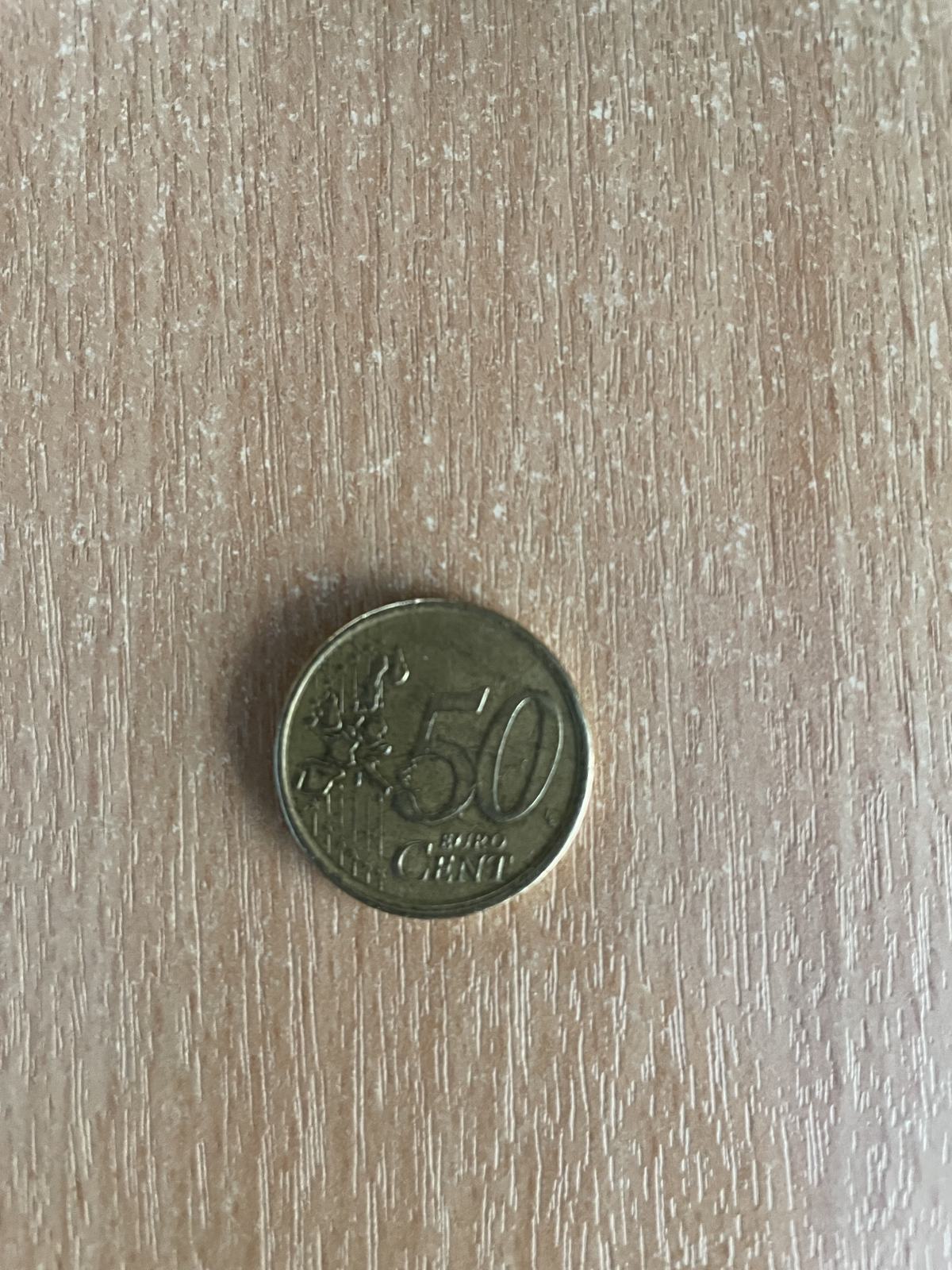 Kovanica od 50 euro centi Španjolska 2000. godina sa greškom
