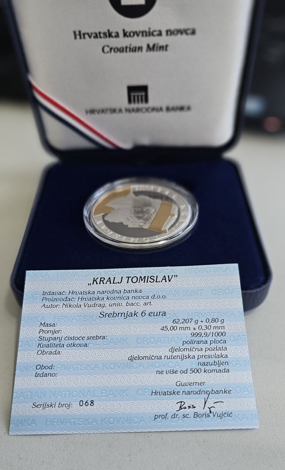 Kralj Tomislav 2 unce obojani - nizak broj 068