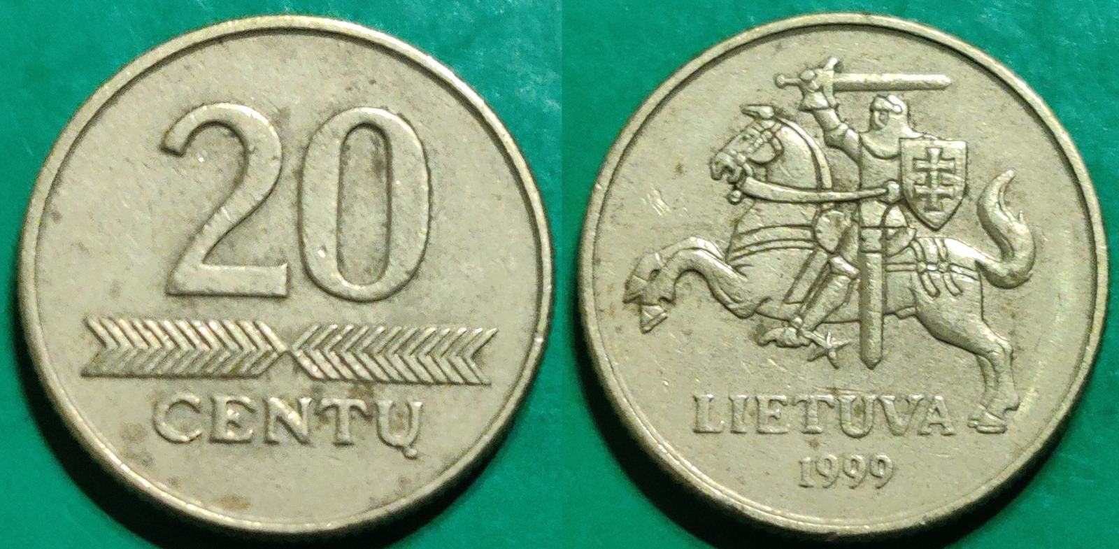Lithuania 20 centas, 1999