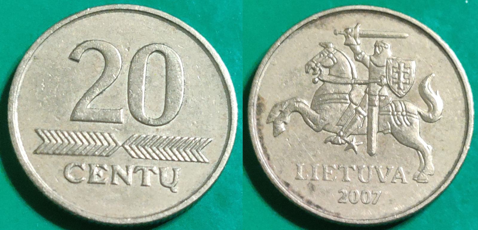 Lithuania 20 centas, 2007