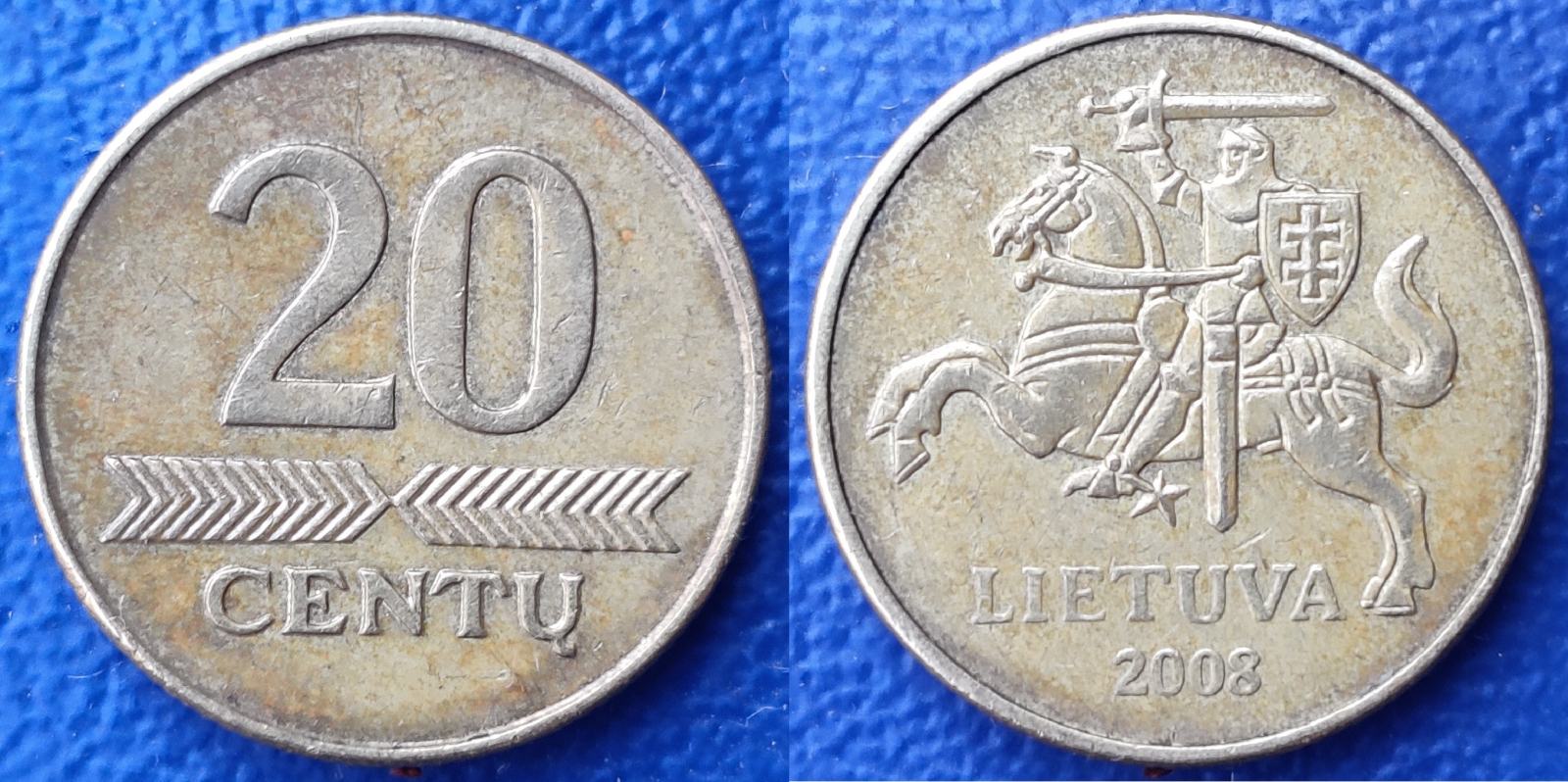 Lithuania 20 centas, 2008 / 1,00 EURO