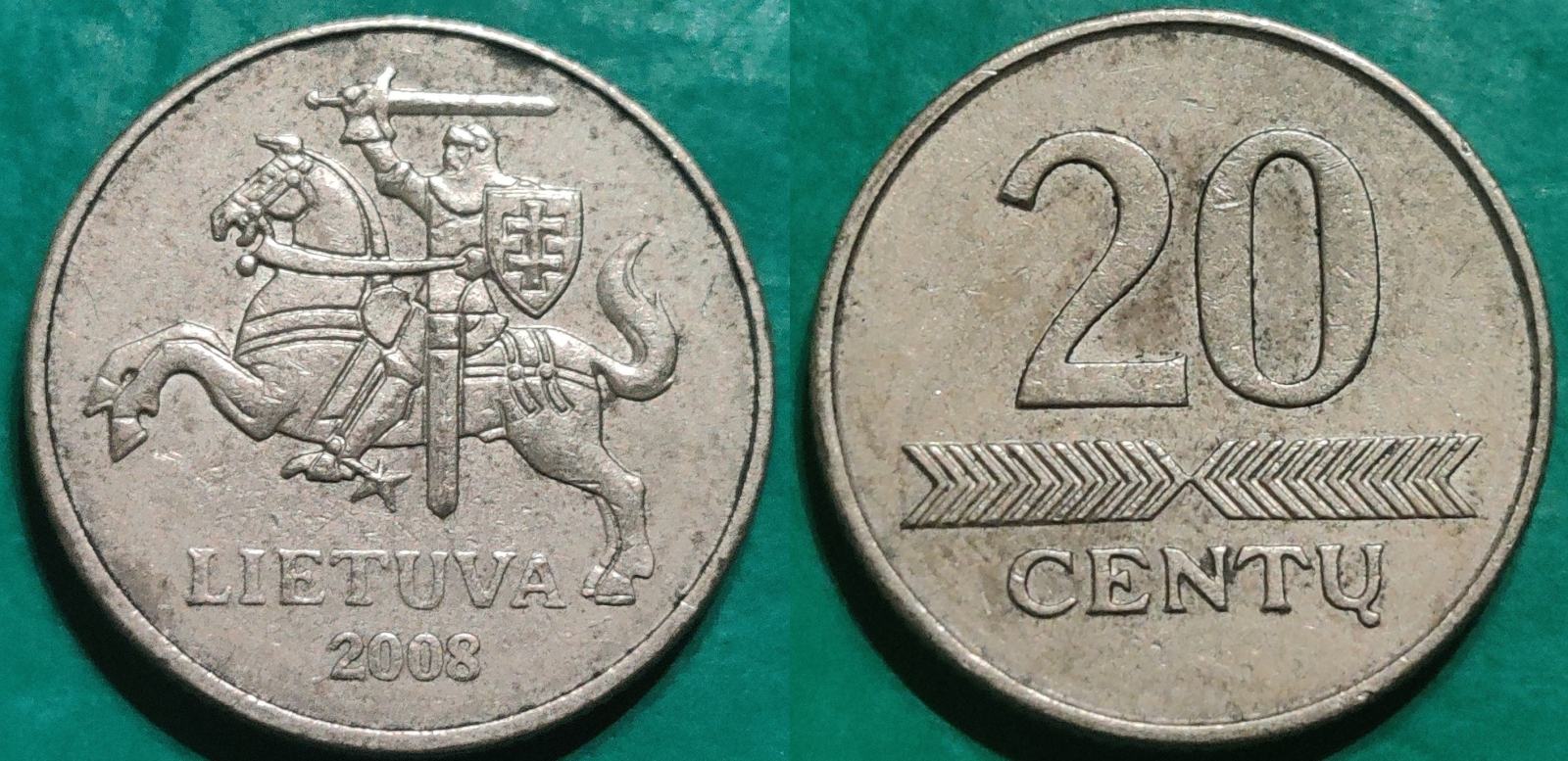 Lithuania 20 centas, 2008
