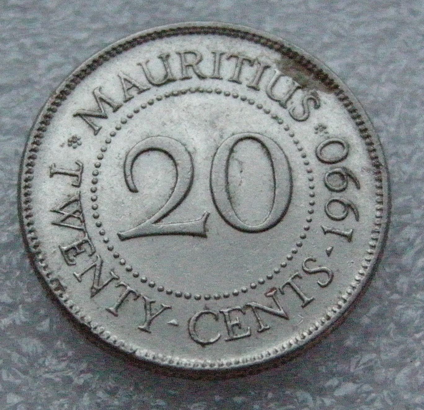 Mauritius 20 Cents 1990
