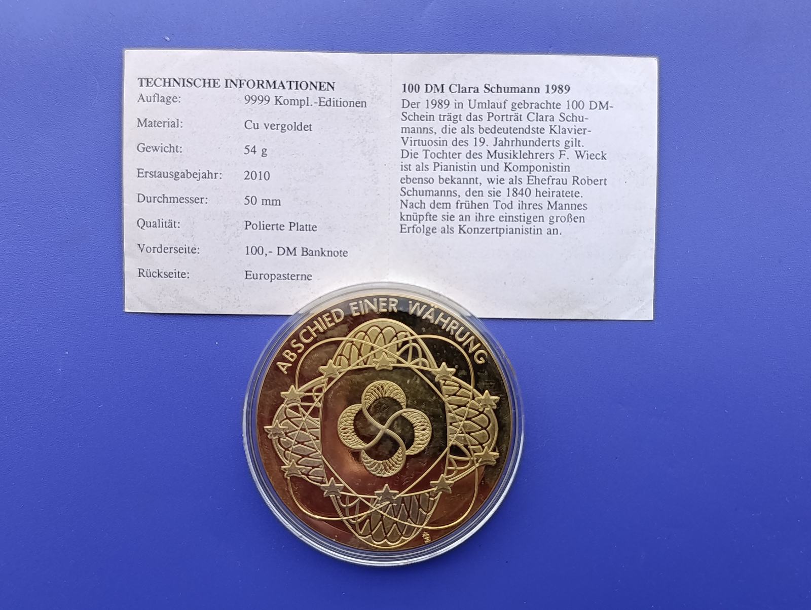 MEDALJA U ČAST 100 DEM SA LIKOM CLARE SCHUMANN-RIJETKO