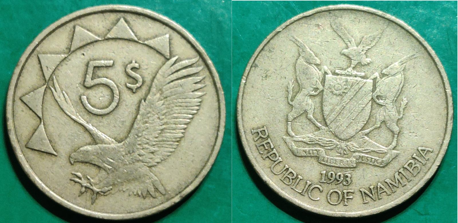Namibia 5 dollars, 1993