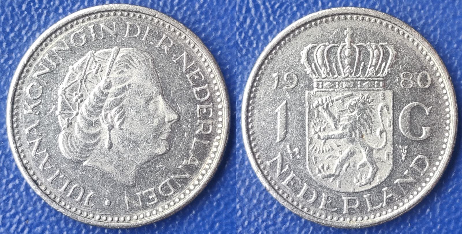 Netherlands 1 gulden, 1980 / 0,80 EURO