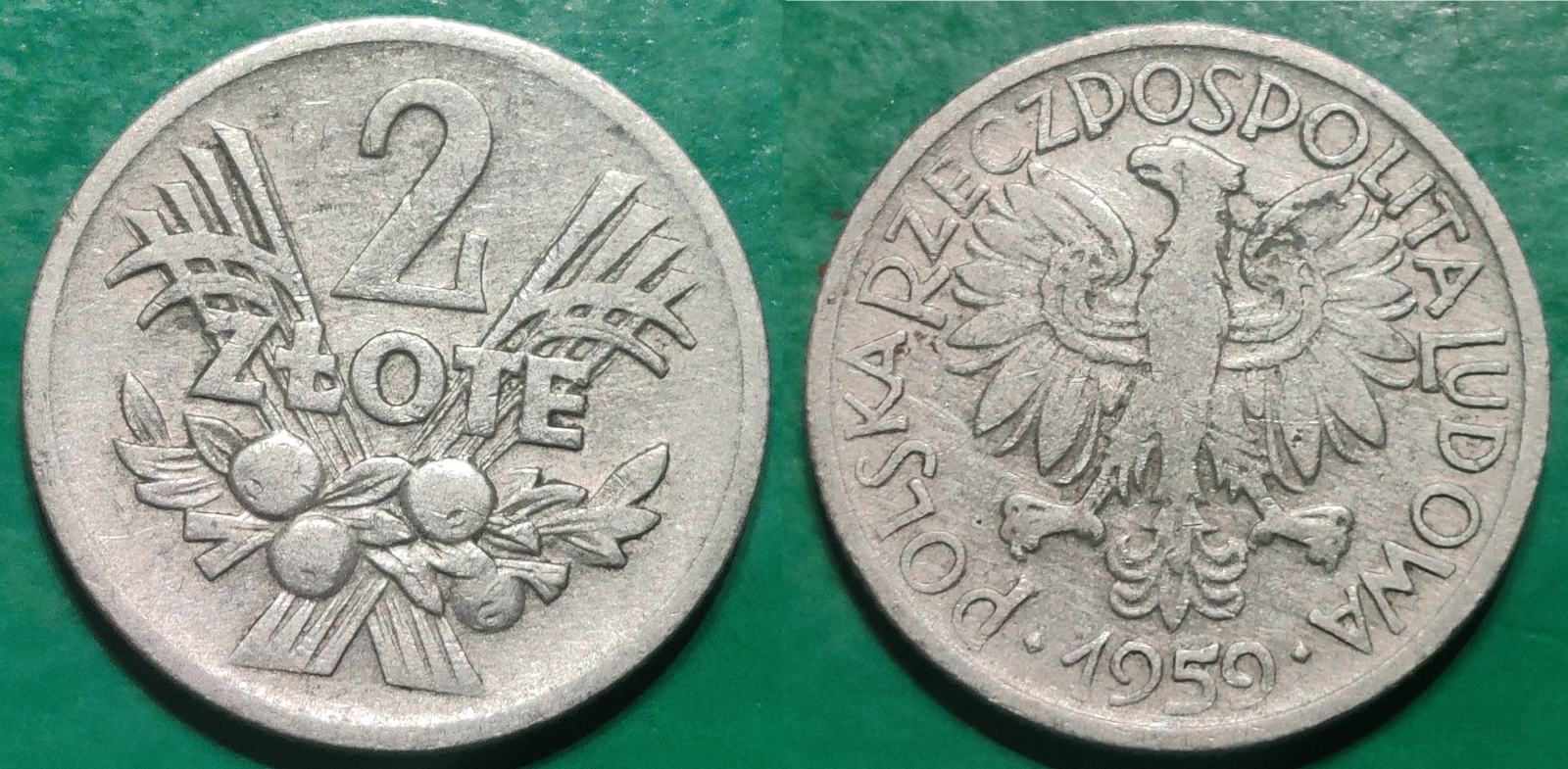 Poland 2 zlote, 1959 rijetka godina