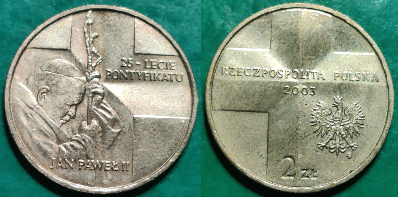 Poland 2 zlote 2003 25th Anniversary - Pontificate of John Paul II UNC