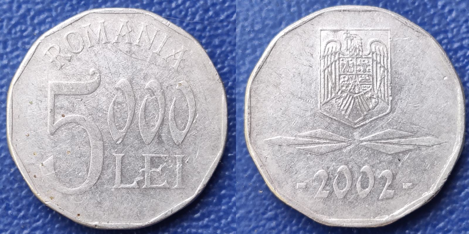 Romania 5000 lei, 2002 ***/ 2,00 EURO