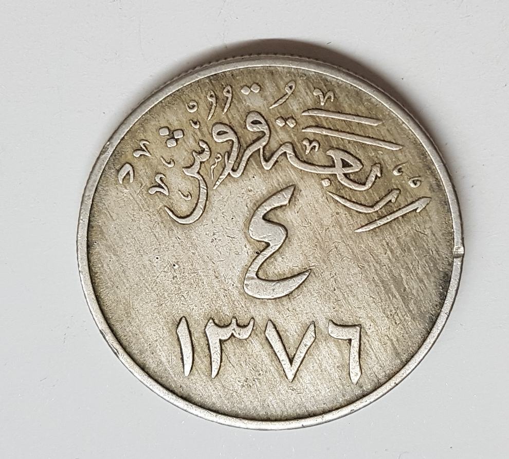 SAUDI ARABIA, 4 QIRSH, 1956.
