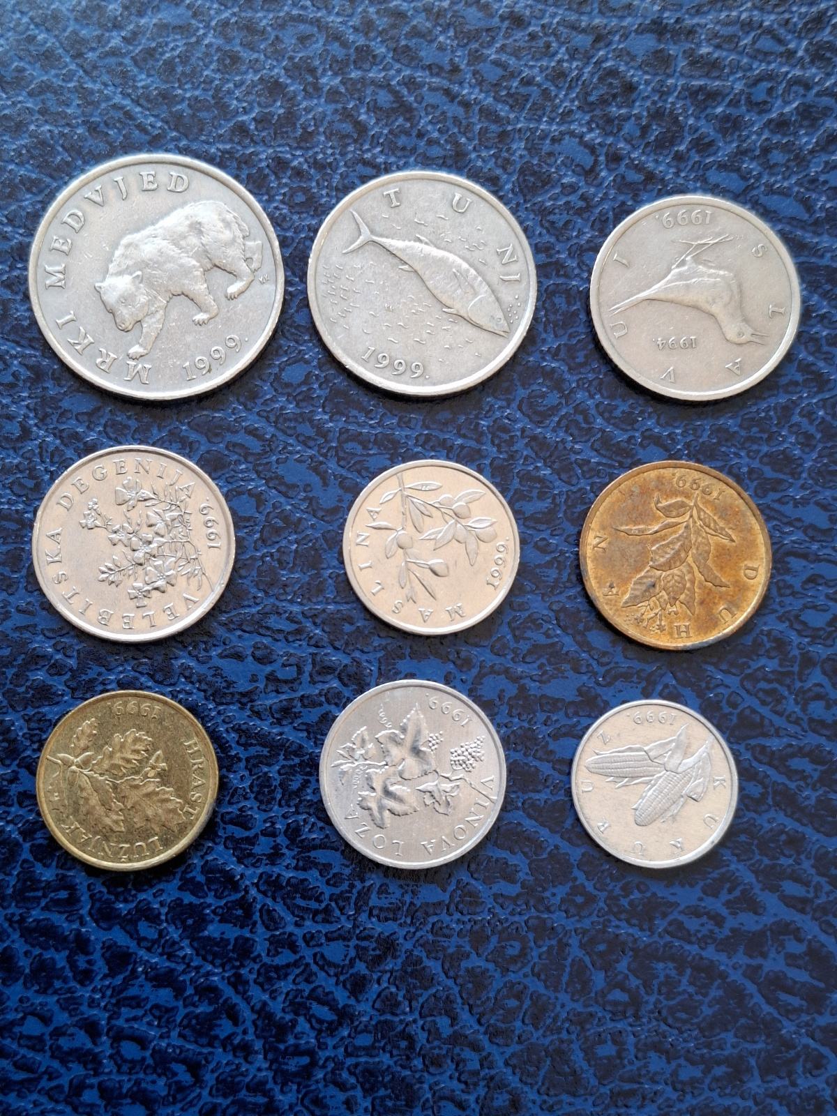 Set kovanica od 1 lipe do 5 kuna 1999 god.