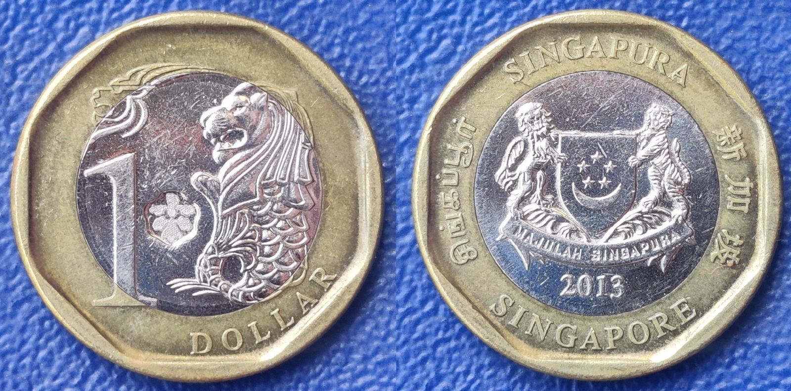 Singapore 1 dollar, 2013 The Merlion +/ 1,60 EURO