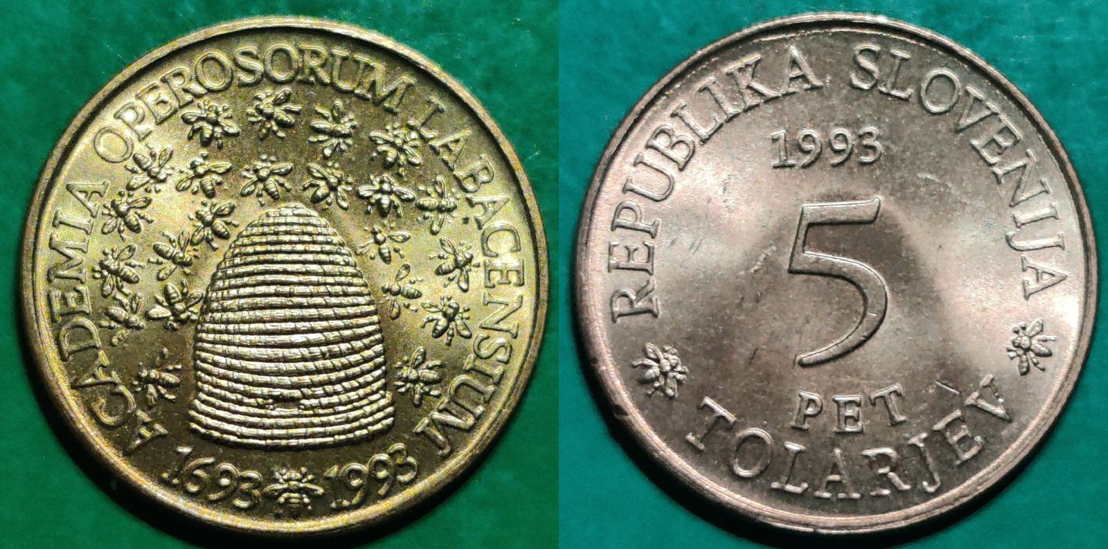 Slovenia 5 tolarjev 1993 Operosorum Labacensium Academia