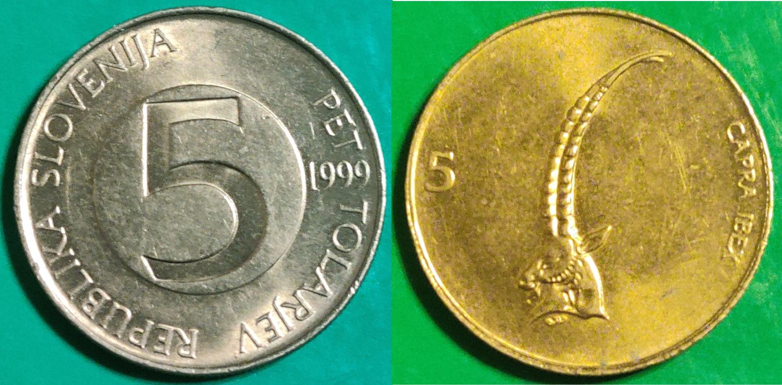 Slovenia 5 tolarjev, 1999