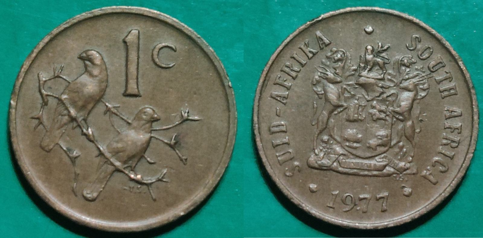South Africa 1 cent, 1977