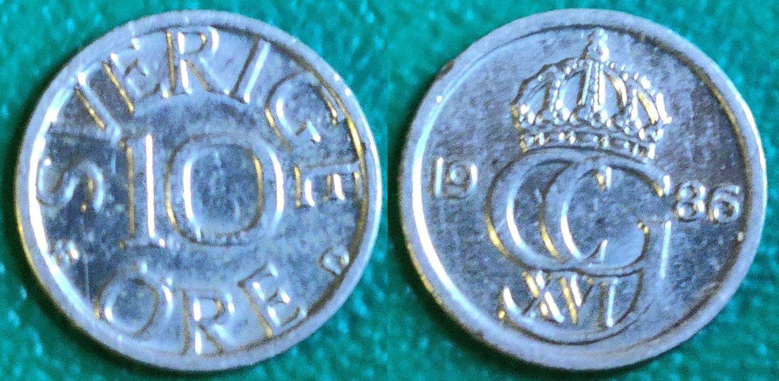 Sweden 10 öre, 1986 D - Bengt Dennis