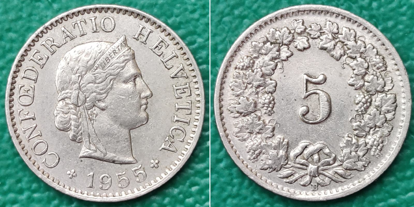 Switzerland 5 rappen, 1955