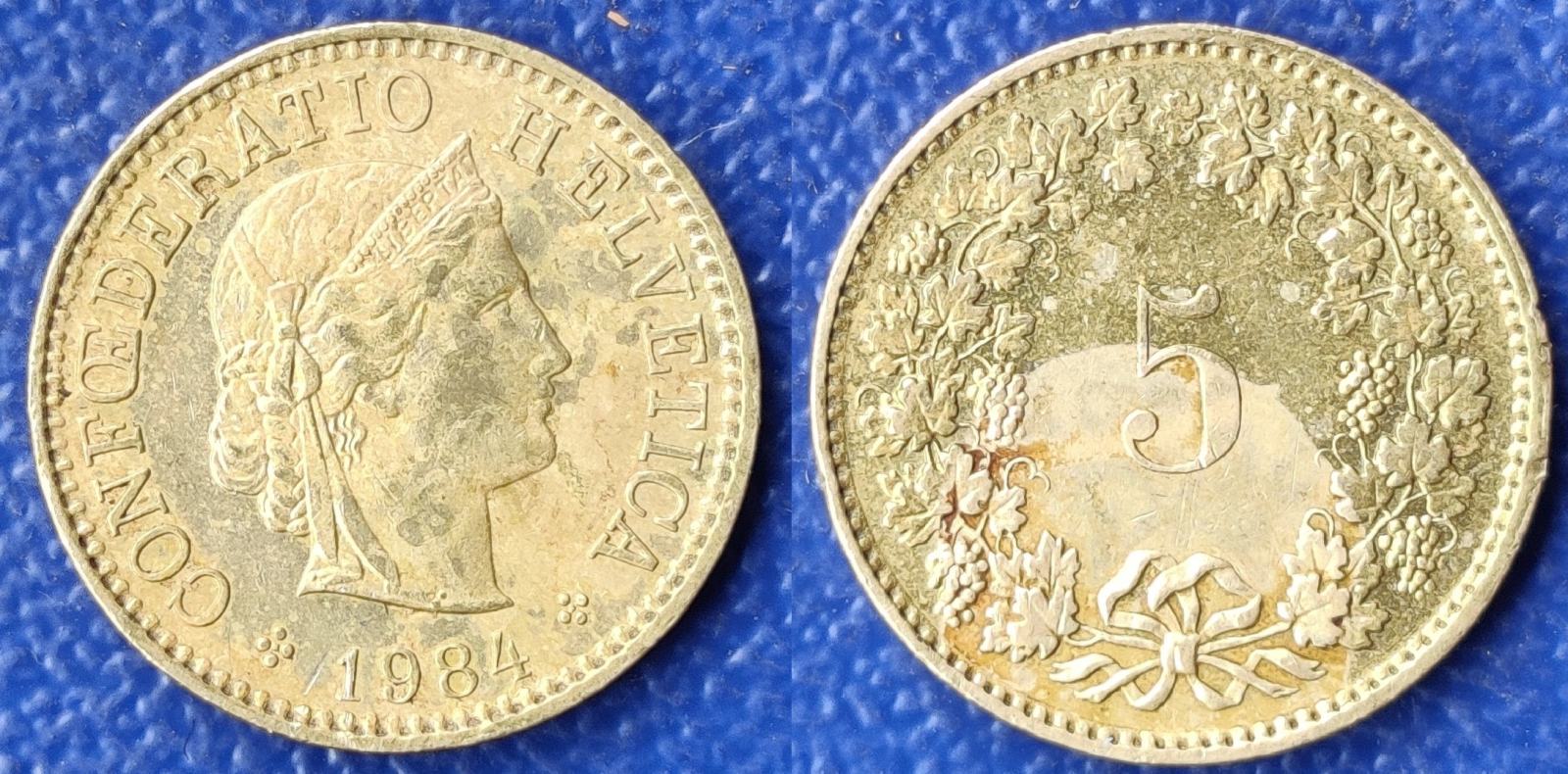 Switzerland 5 rappen, 1984