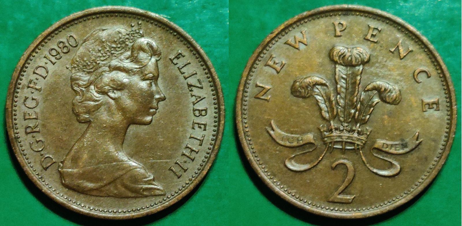 United Kingdom 2 new pence, 1980