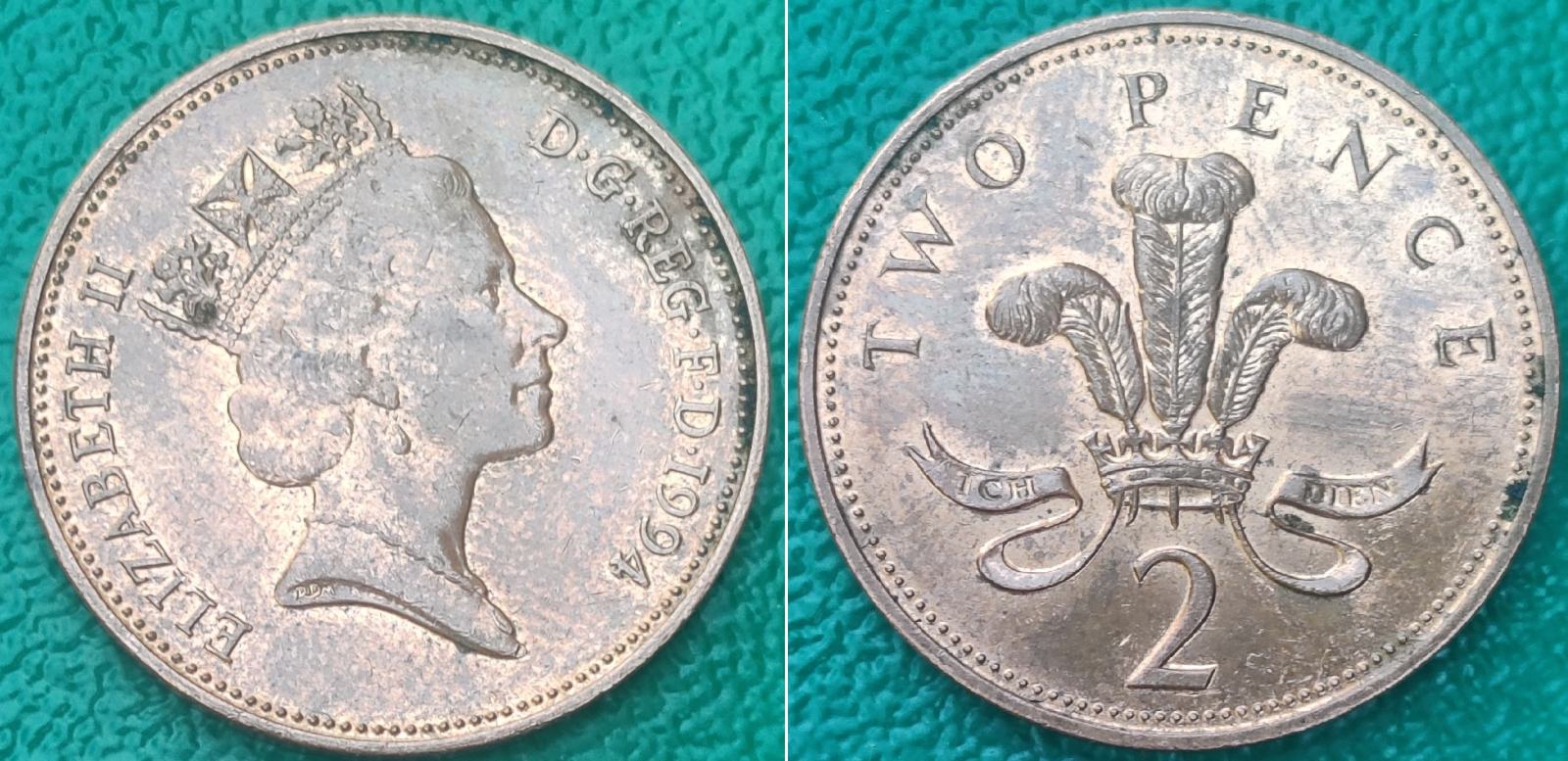 United Kingdom 2 pence, 1994 ***/ 1,60 EURO