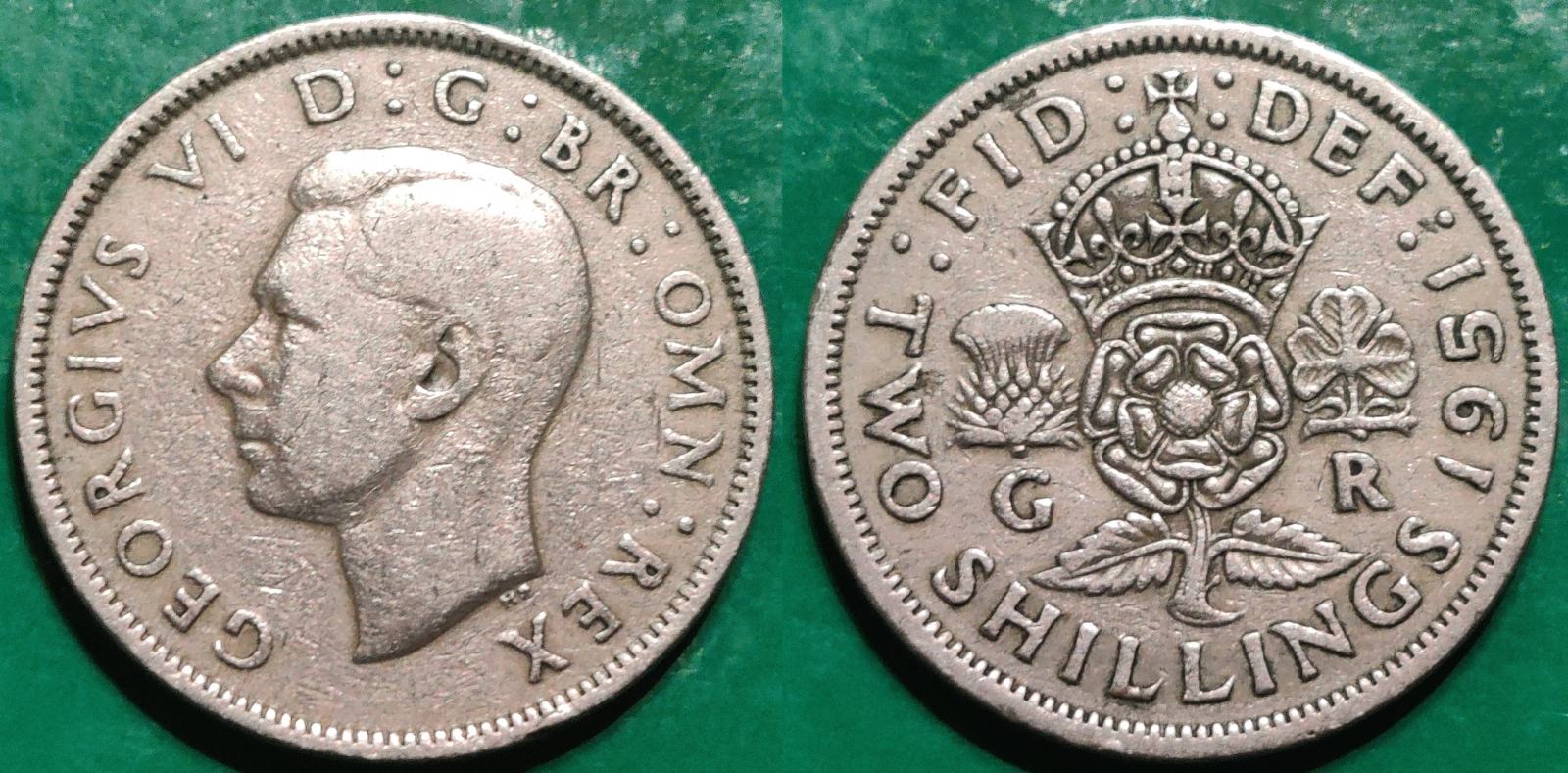 United Kingdom 2 shillings (florin), 1951