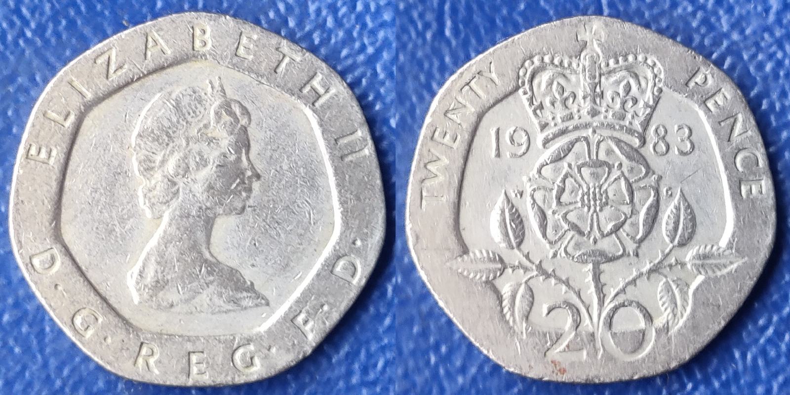 United Kingdom 20 pence, 1983 / 1,40 EURO