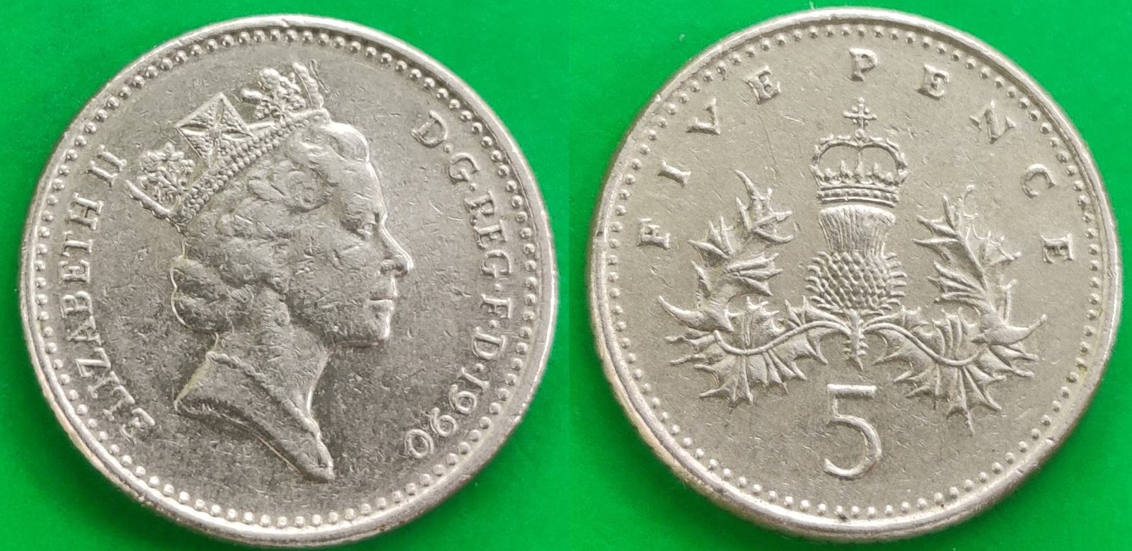 United Kingdom 5 pence, 1990 / 0,80 EURO
