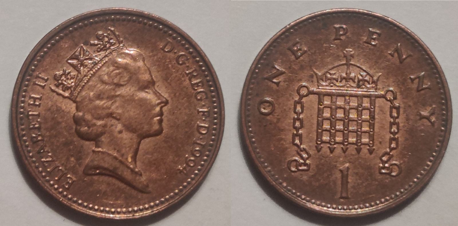 United Kingdom 1 penny, 1994 / 0,50 EURO