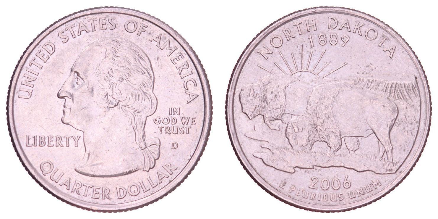 UNITED STATES OF AMERICA 25 cents 2006D / North Dakota / VF+ (Ref.br.