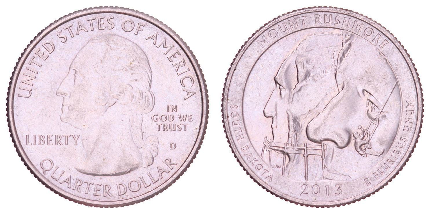 UNITED STATES OF AMERICA 25 cents 2013D / Mount Rushmore / XF+ (Ref.br