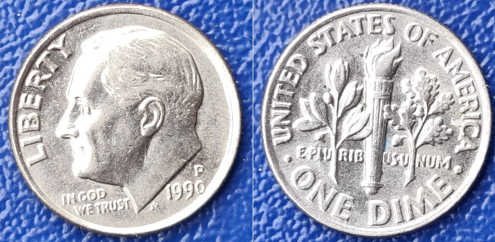 USA 1 dime, 1990 Roosevelt Dime P - Philadelphia