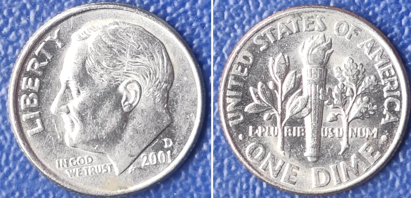 USA 1 dime, 2001 Roosevelt Dime D - Denver