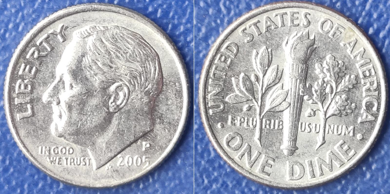USA 1 dime, 2005 Roosevelt Dime P - Philadelphia