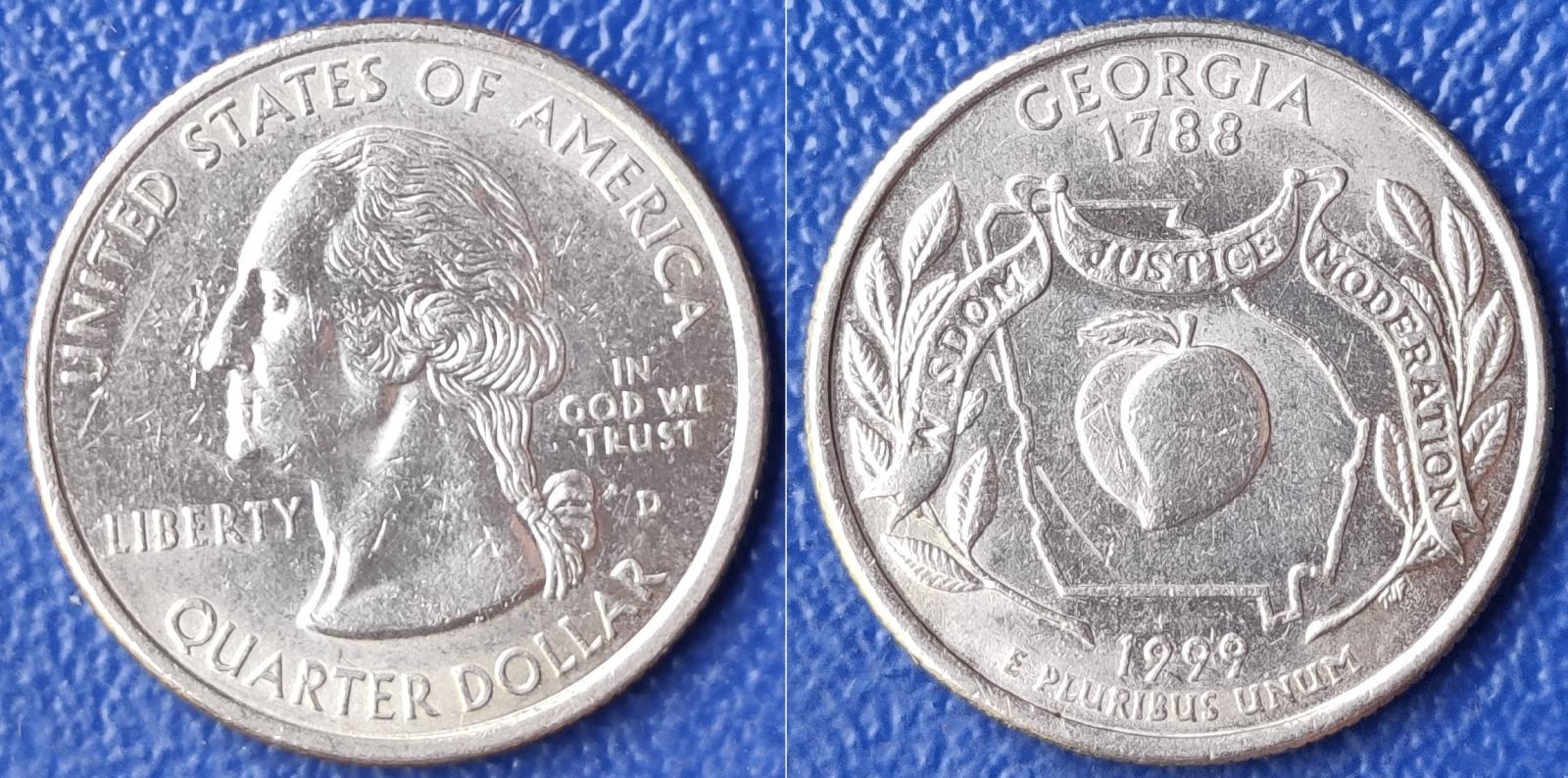 USA ¼ dollar, 1999 Georgia State Quarter D - Denver