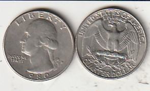USA QUARTER DOLLAR 1980 D