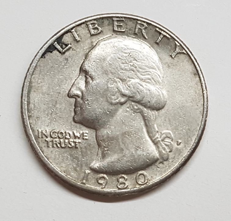 USA, QUARTER DOLLAR, LIBERTY, 1980.