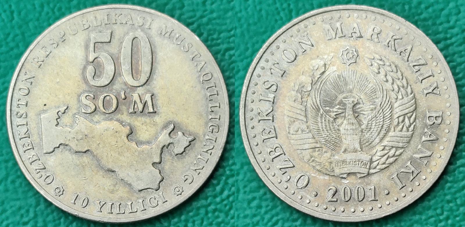 Uzbekistan 50 som, 2001 10th Anniversary - Independence of Uzbekistan