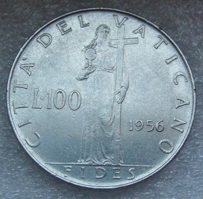 VATICAN CITY 100 LIRE 1956