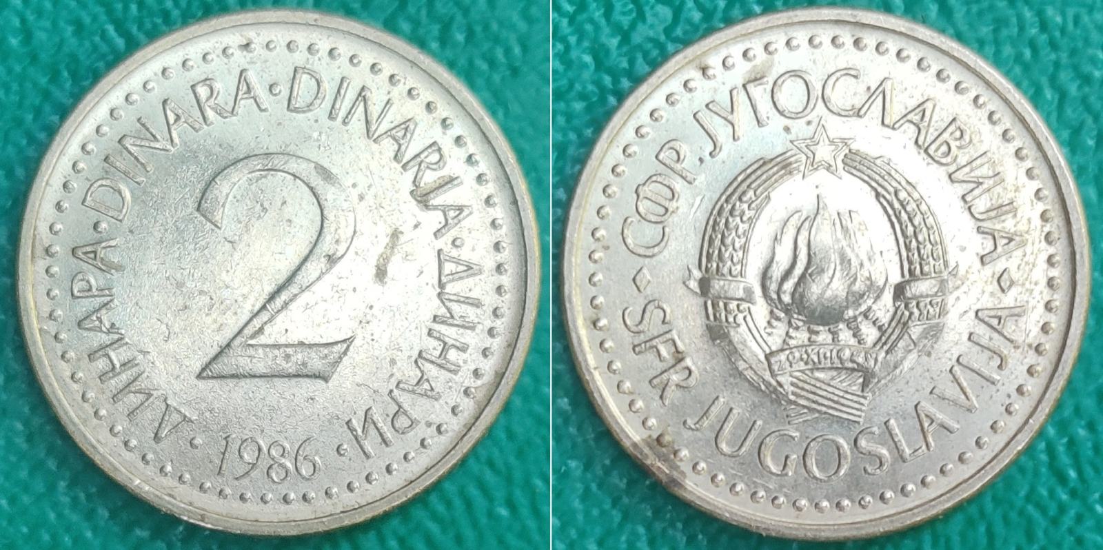 Yugoslavia 2 dinara, 1986