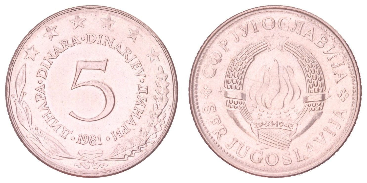 YUGOSLAVIA 5 dinara 1981 UNC- (Ref.br. K-002.014)
